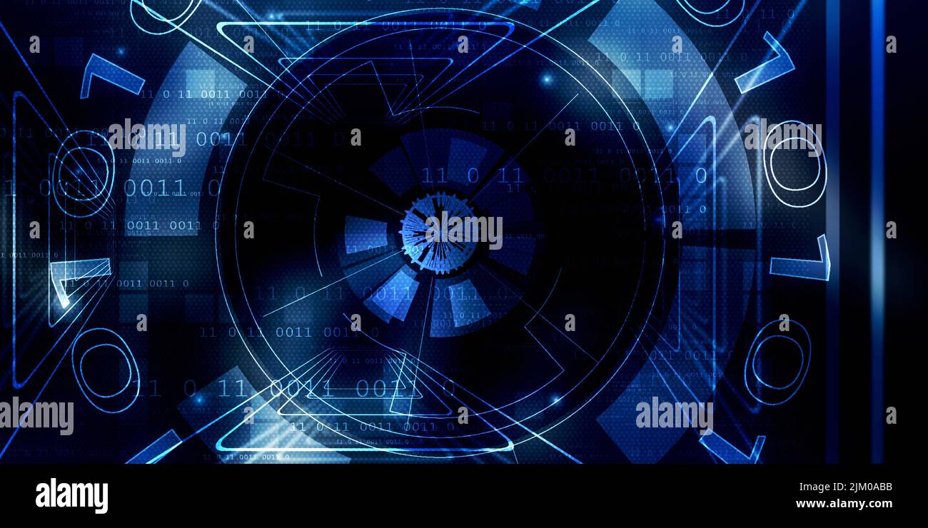 2d illustration Abstract futuristic electronic circuit technology ...