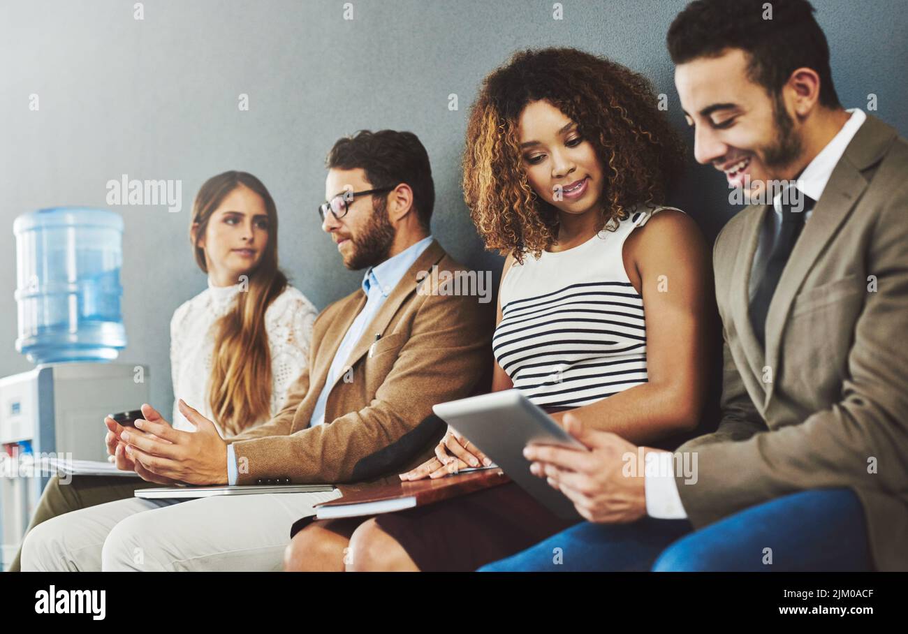 Group of corporate business people in interview and talking while ...