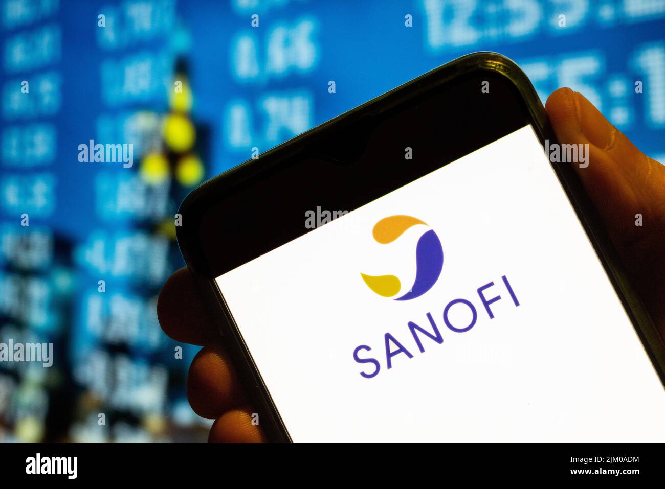 In this photo illustration, the French multinational pharmaceutical ...