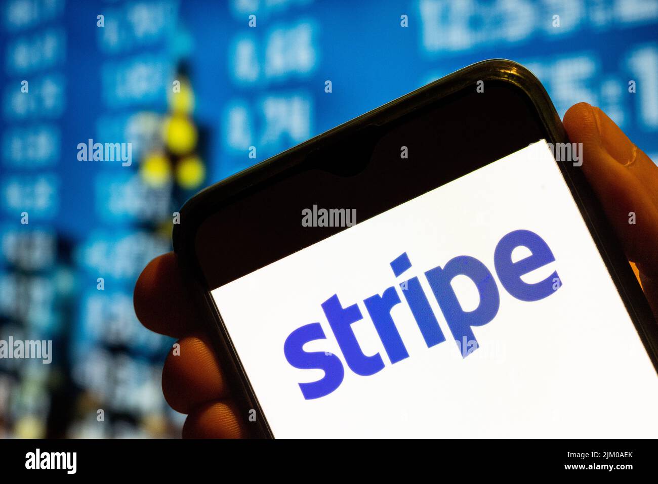 In this photo illustration the logo of Stripe, an online payment ...