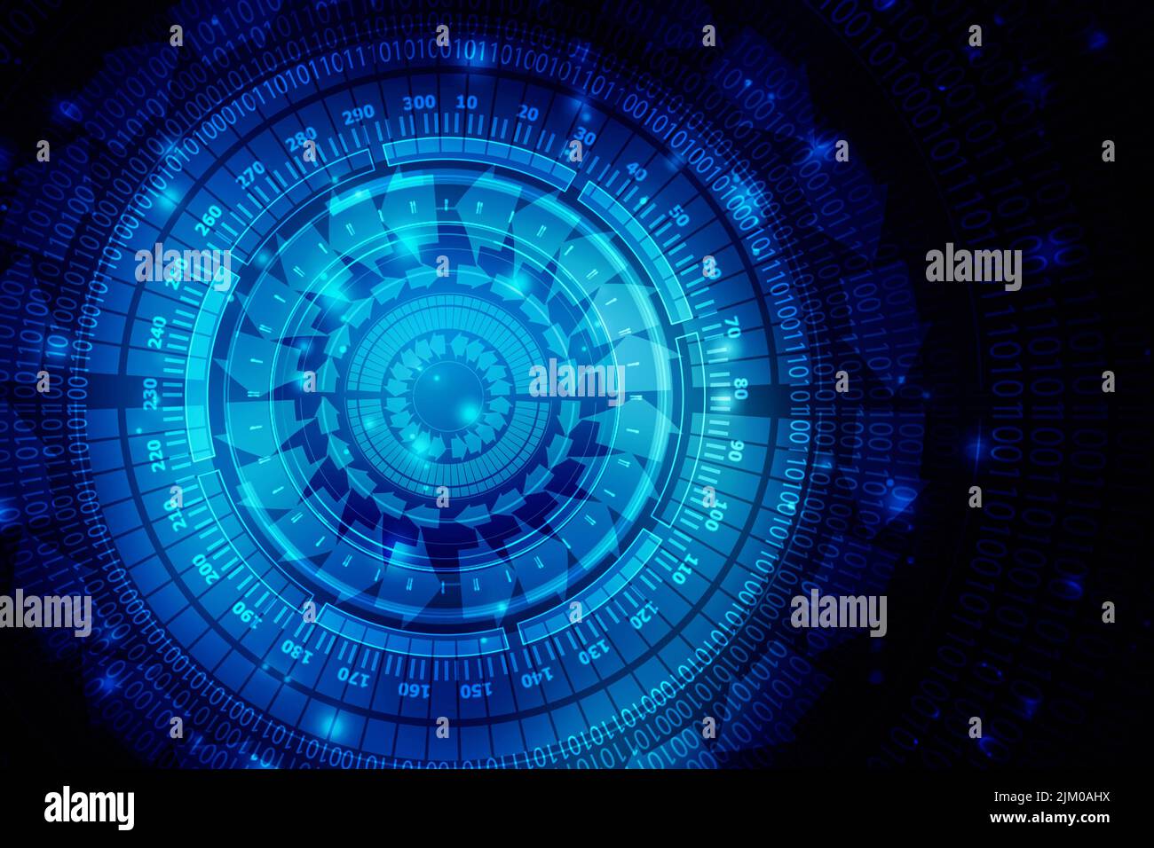 2d illustration Abstract futuristic electronic circuit technology ...