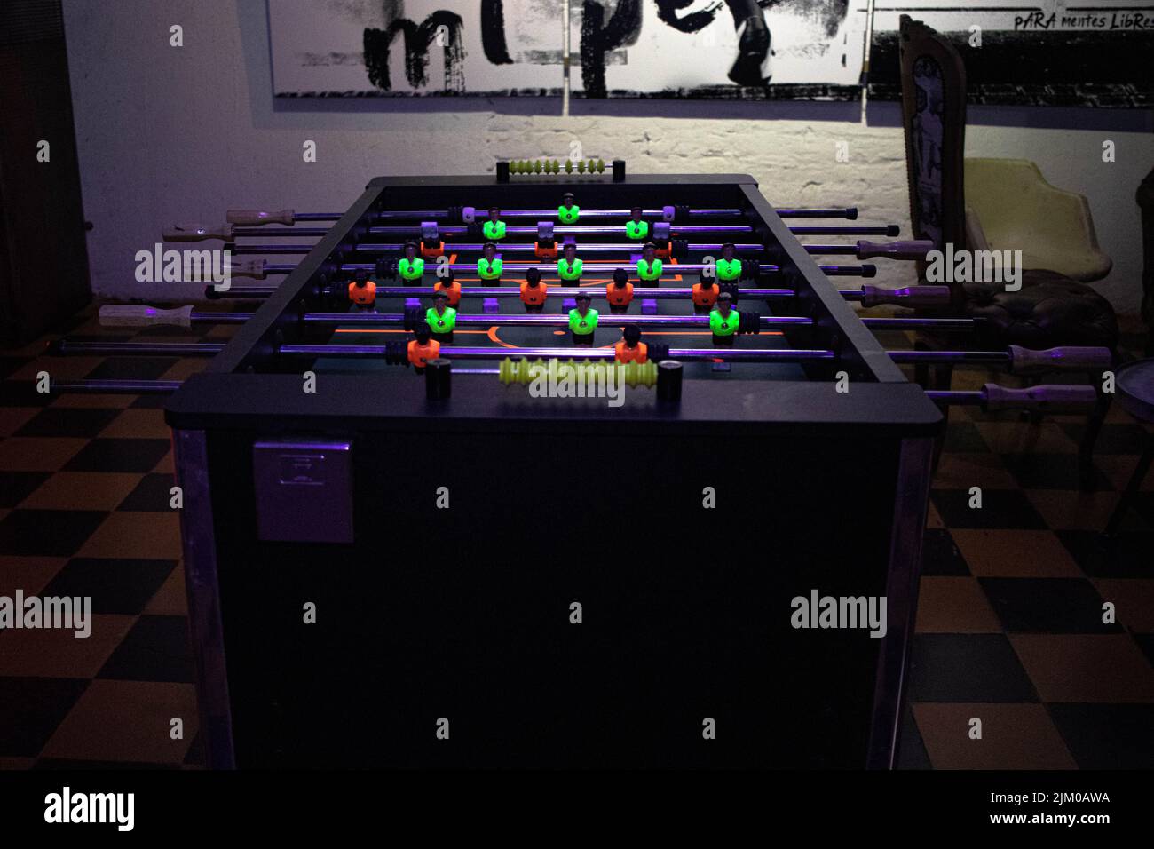 A closeup of the table football also called table soccer Stock Photo ...