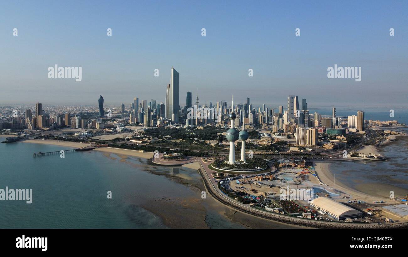 Early morning shot of Kuwait Towers, Sea view, using DJI mini 2 Stock ...