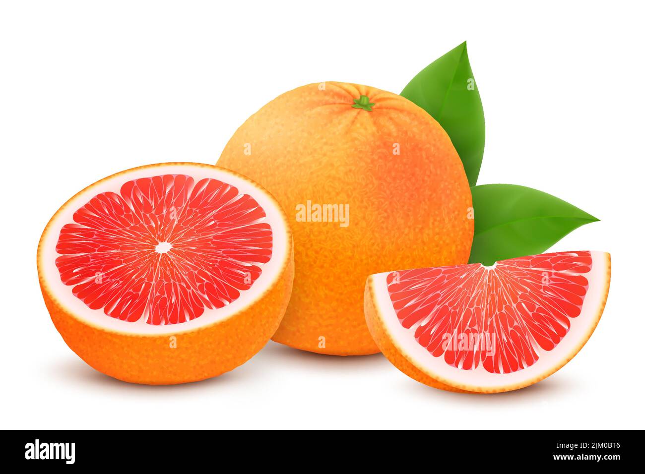 Fresh grapefruit set, with various view of whole grapefruit, halves and ...