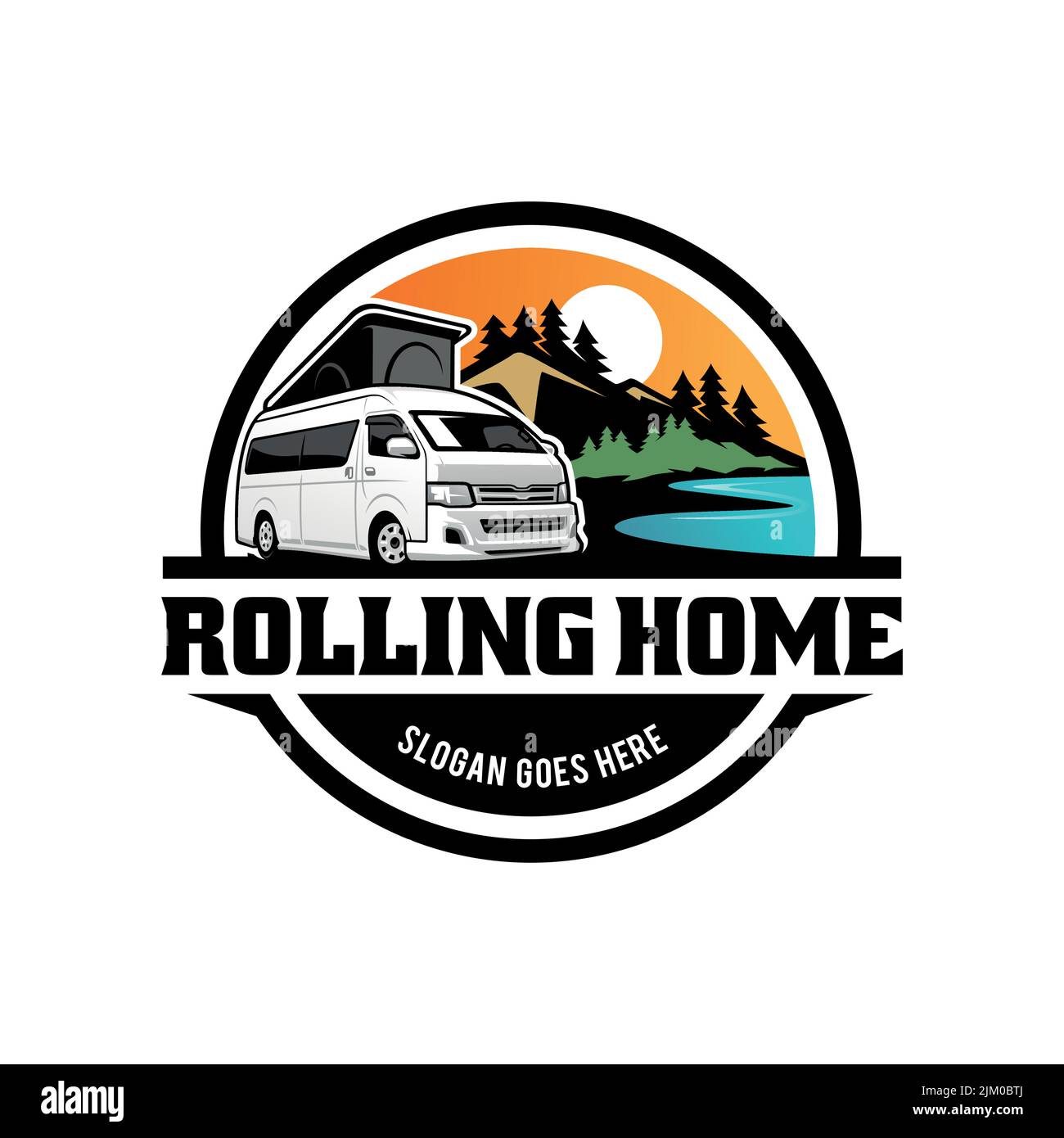 bus traveler - camping car illustration logo vector Stock Vector Image ...