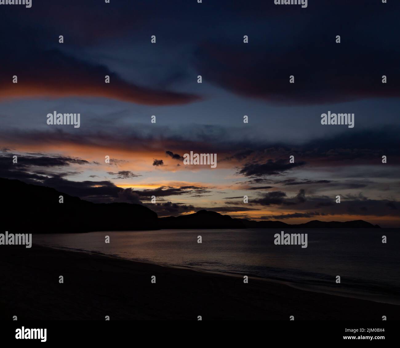 A beautiful scene landscape view of gray sunset dark sky on majestic ...