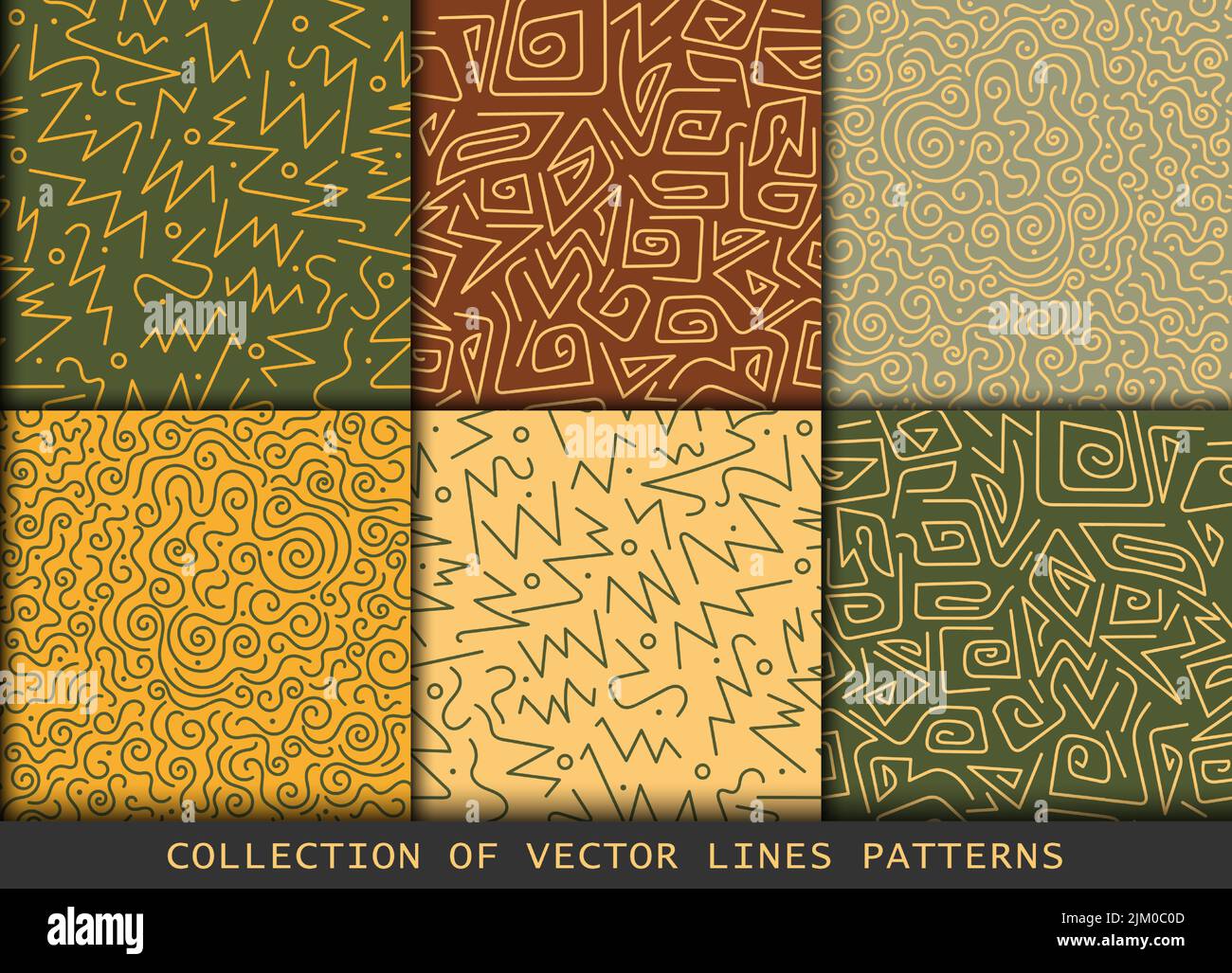 Collection of swatches memphis lines patterns - seamless Stock Vector ...