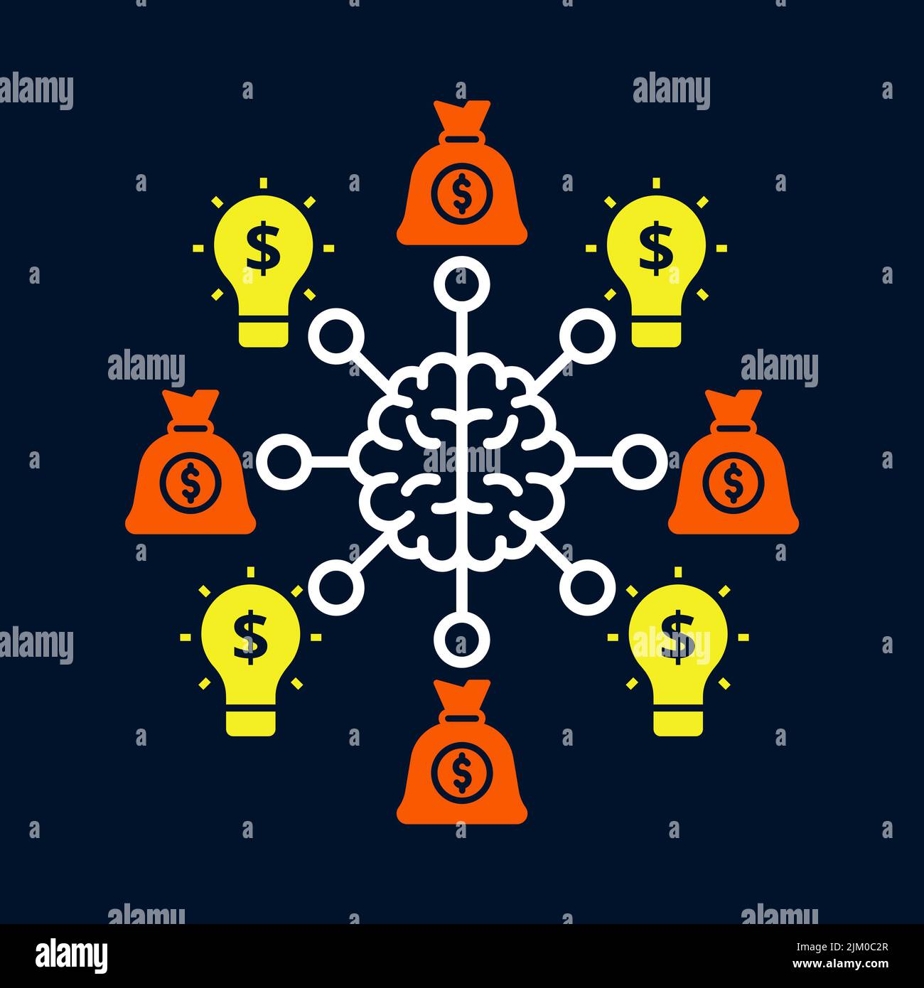 Illustration of simple icon brain,money and bulb.Concept of money idea ...