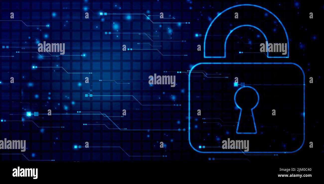 2d illustration Safety concept: Closed Padlock on digital background ...