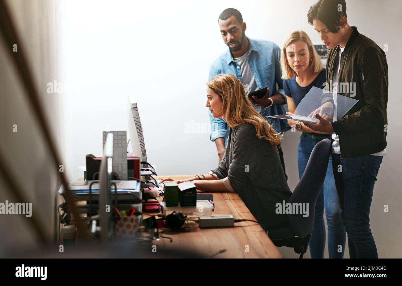 Teamwork, talking and meeting group of marketing colleagues planning ...