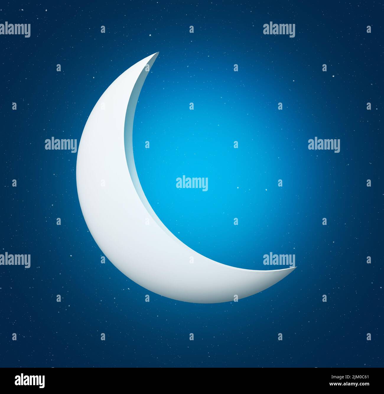Minimal Clean crescent moon for Eid festival in blue background 3d ...