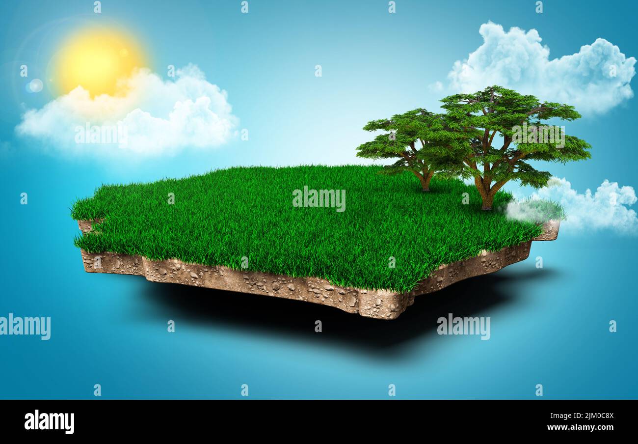 Poland Map, Realistic 3D Map of Poland Clouds Tree sun rays on bright ...