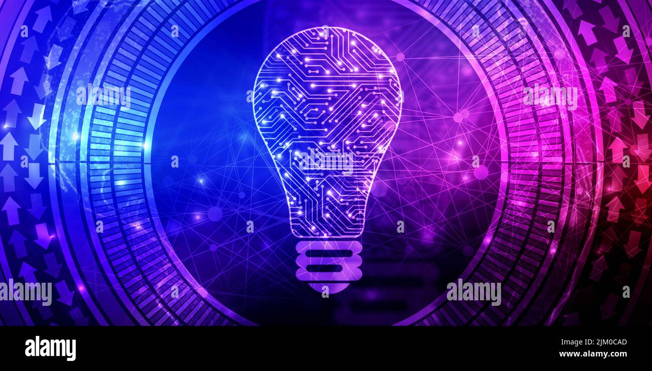 2d illustration bulb future technology, innovation background, creative ...