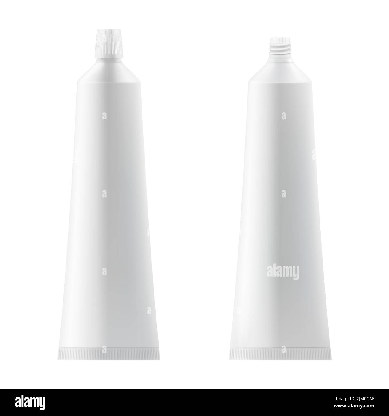 A set of empty tubes of toothpaste. Open and closed tubes. Mockup of ...