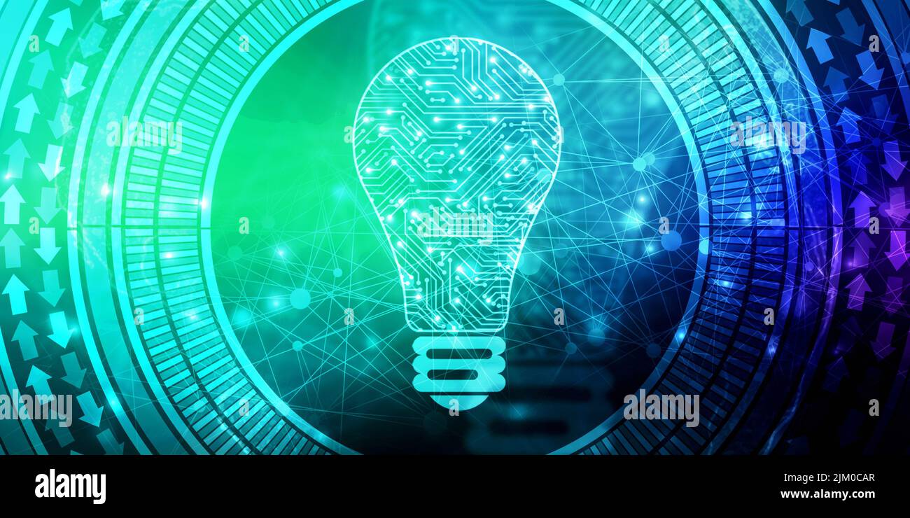 2d illustration bulb future technology, innovation background, creative ...