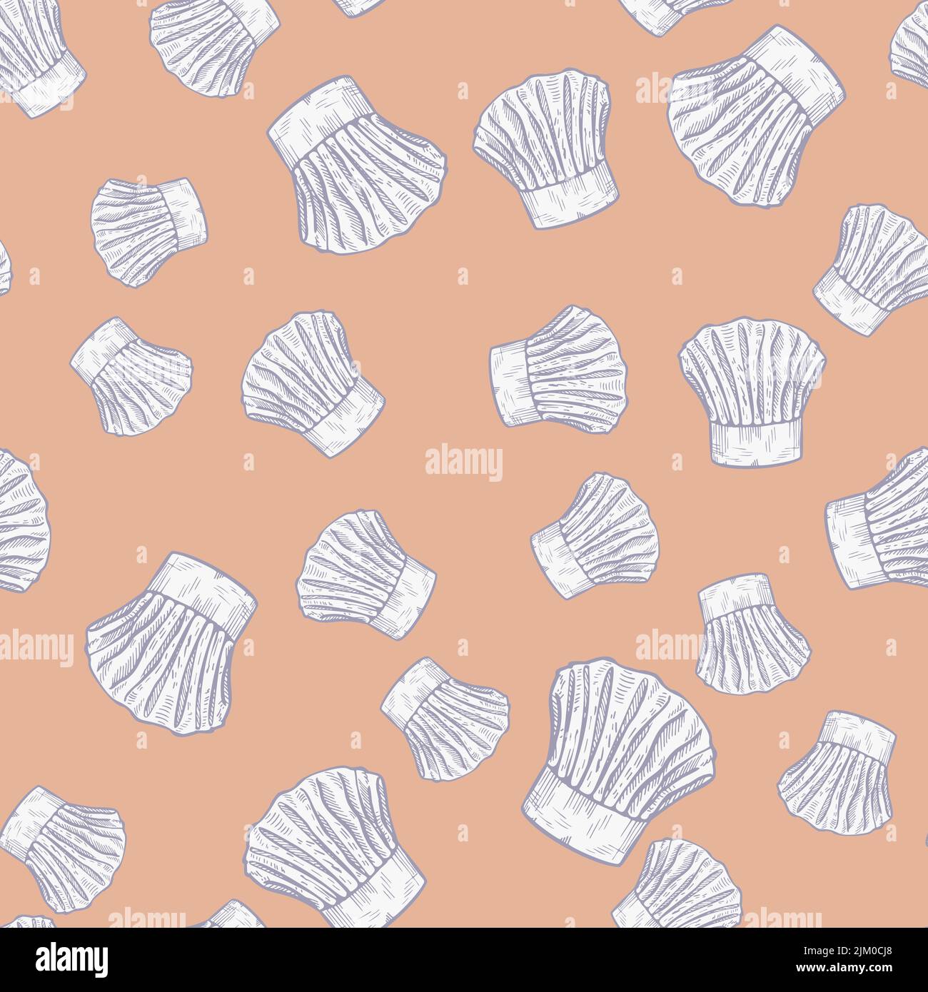 Chef hat engraved seamless pattern. Kitchen traditional element for ...