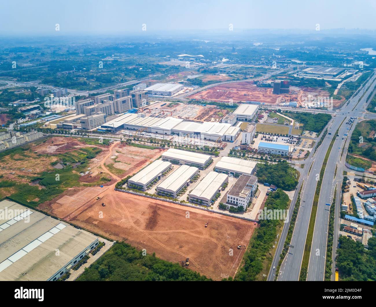 Aerial photography of large industrial areas and factory buildings in ...