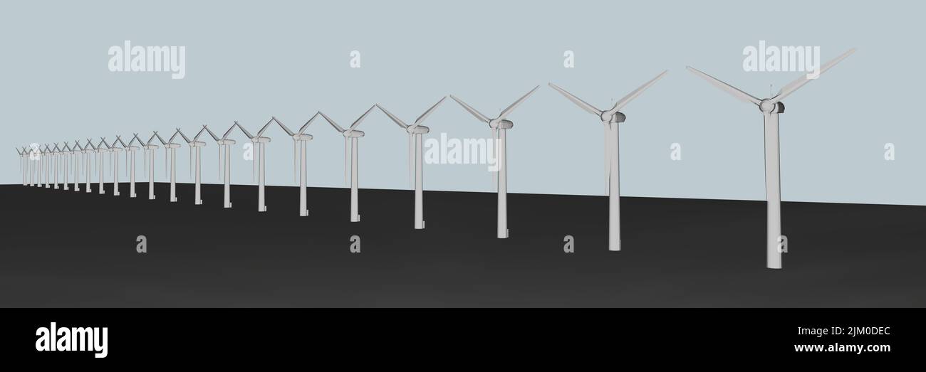 3D Digital render of Futuristic Wind Turbines clean energy green ...