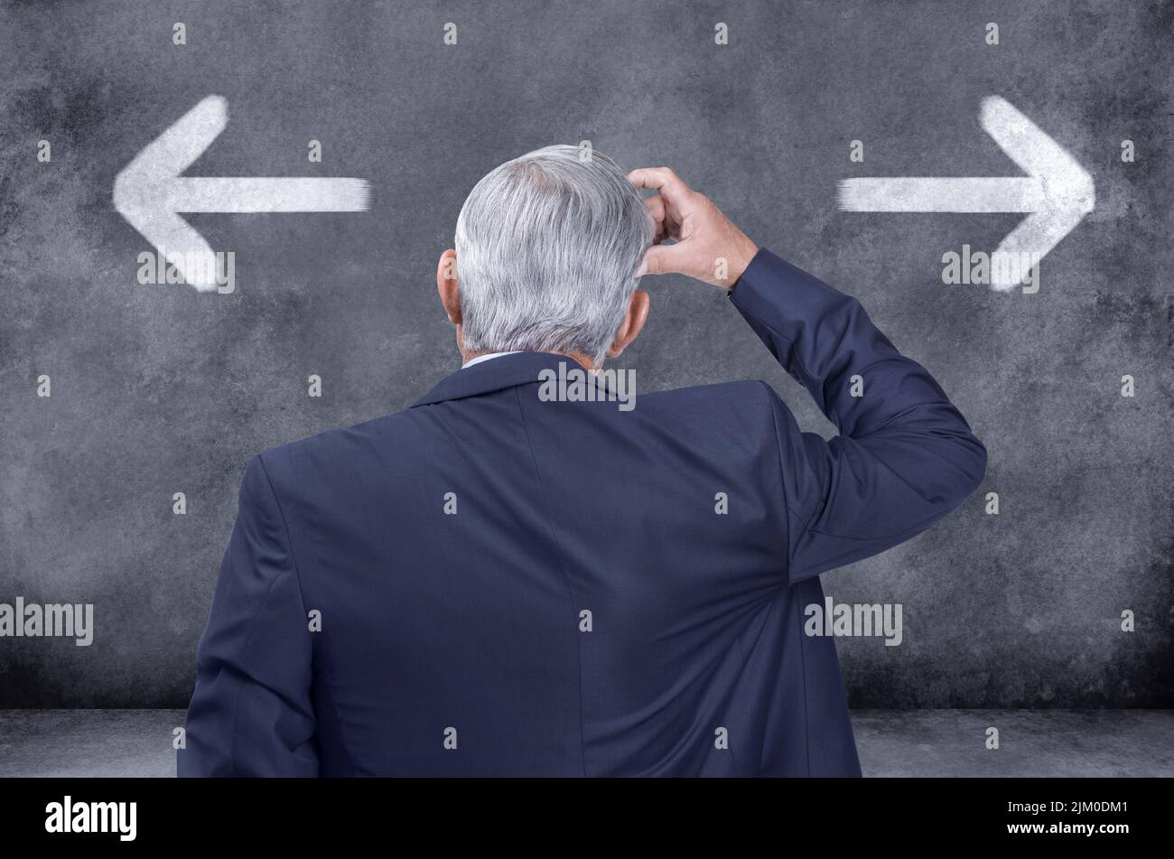 Senior businessman confused, lost and thinking of solution for serious ...