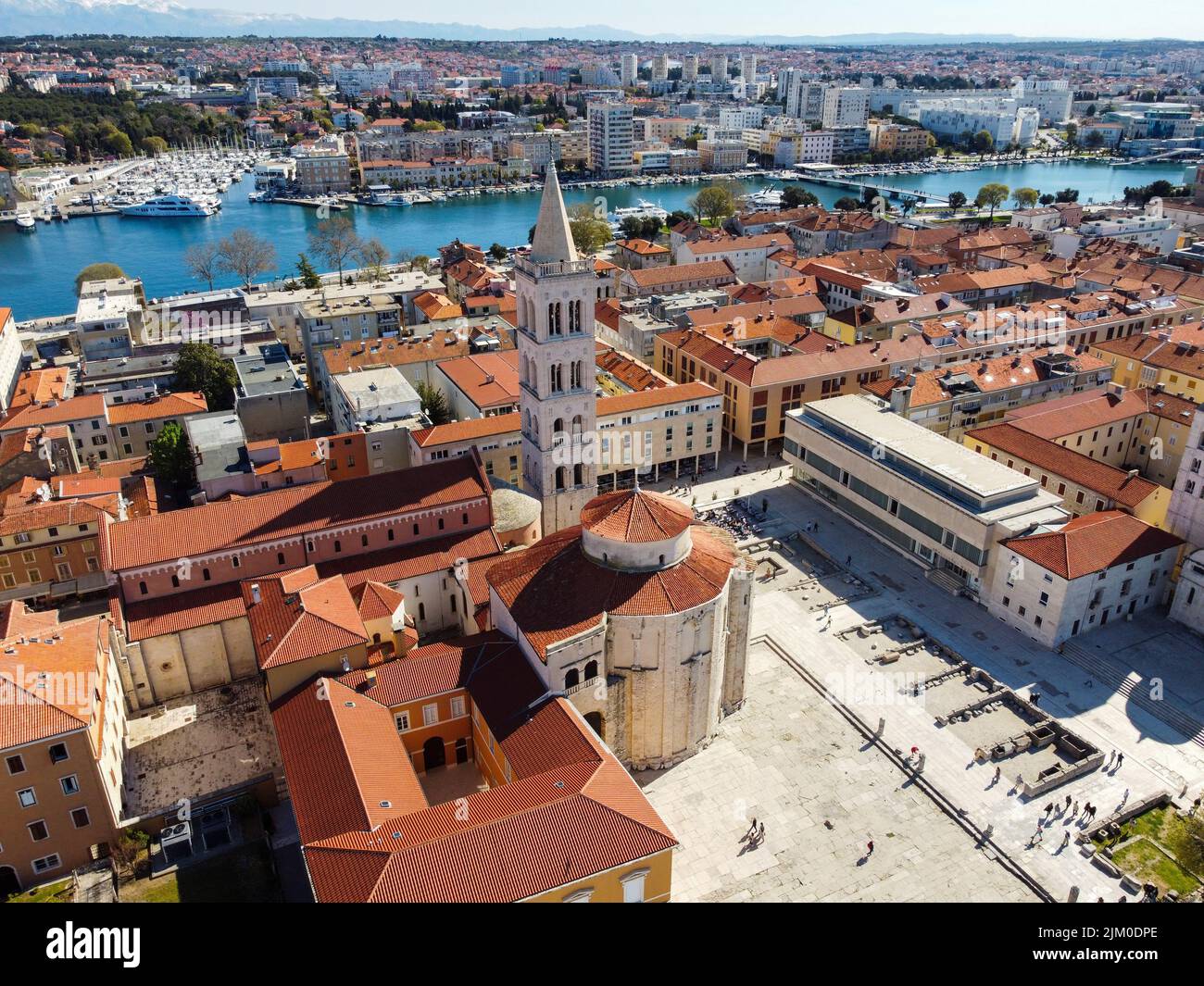 An aerial view of the city of Zadar in the Dalmatia region of Croatia ...