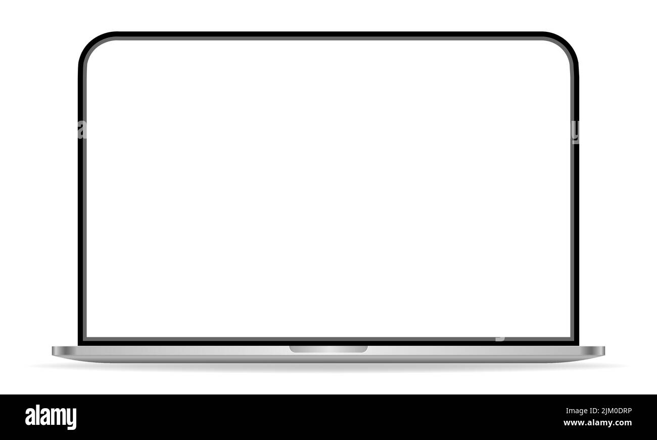 Laptop mockup with white screen. Vector illustration isolated on a ...