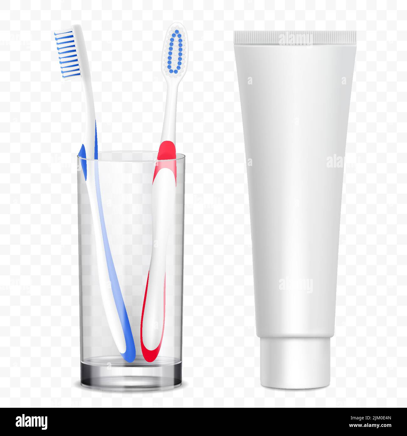 Dental tooth care set in tooth cup glass Stock Vector Images - Alamy