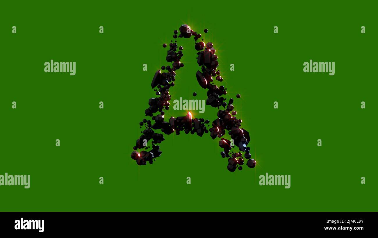dark stones with red lighting letter A - cosmic magmatic rocks alphabet ...