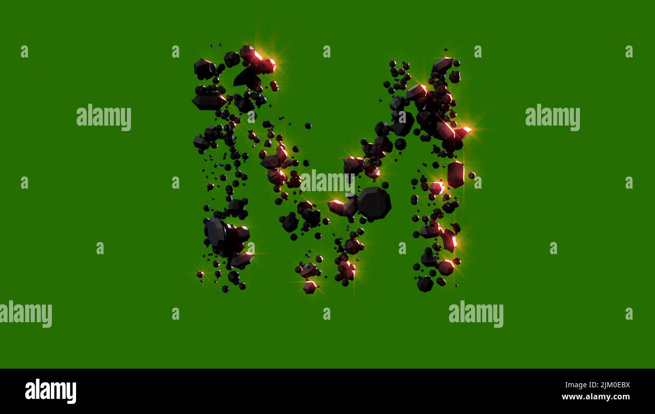 dark stones with red glowing letter M - cosmic magmatic stones alphabet ...