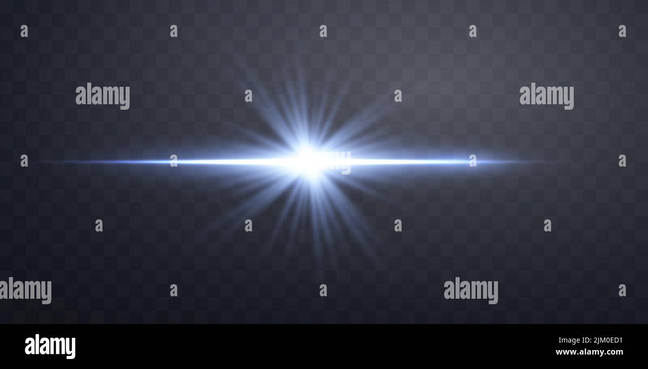 Blue lens flares. Isolated on dark background. Sun flash with rays ...