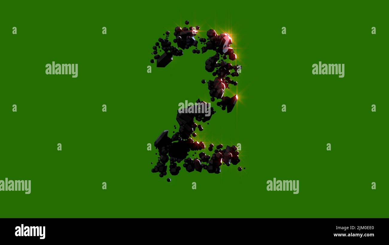 dark stones with red glowing number 2 - cosmic magmatic stones font ...