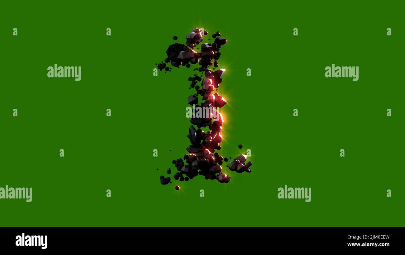 dark stones with red glowing number 1 - cosmic lava rocks font ...