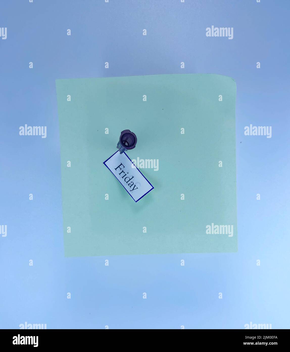 Week Calendar, Thursday Page, Isolated on White. A sticky paper is ...