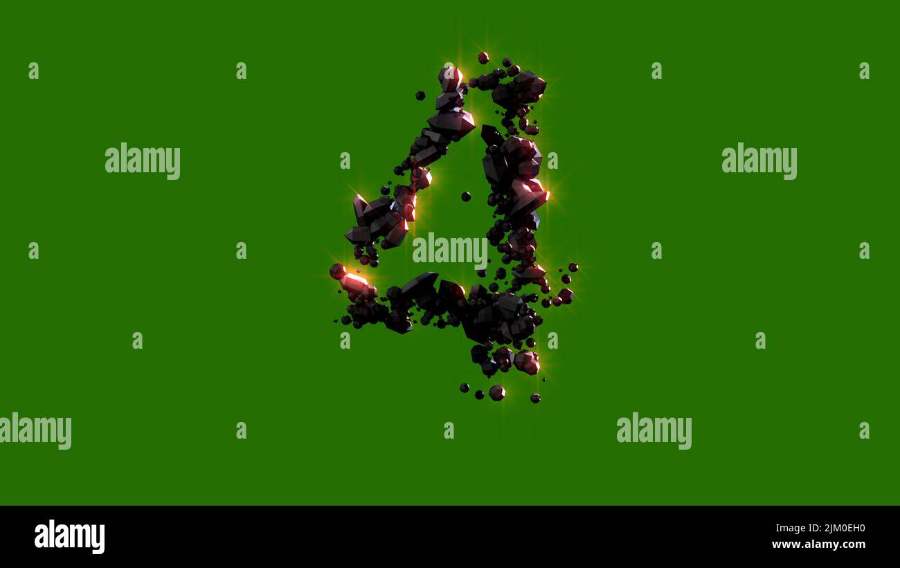 dark stones with red glowing number 4 - cosmic fire stones font ...