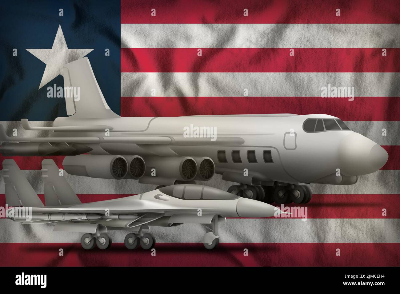 air forces on the Liberia flag background. Liberia air forces concept ...