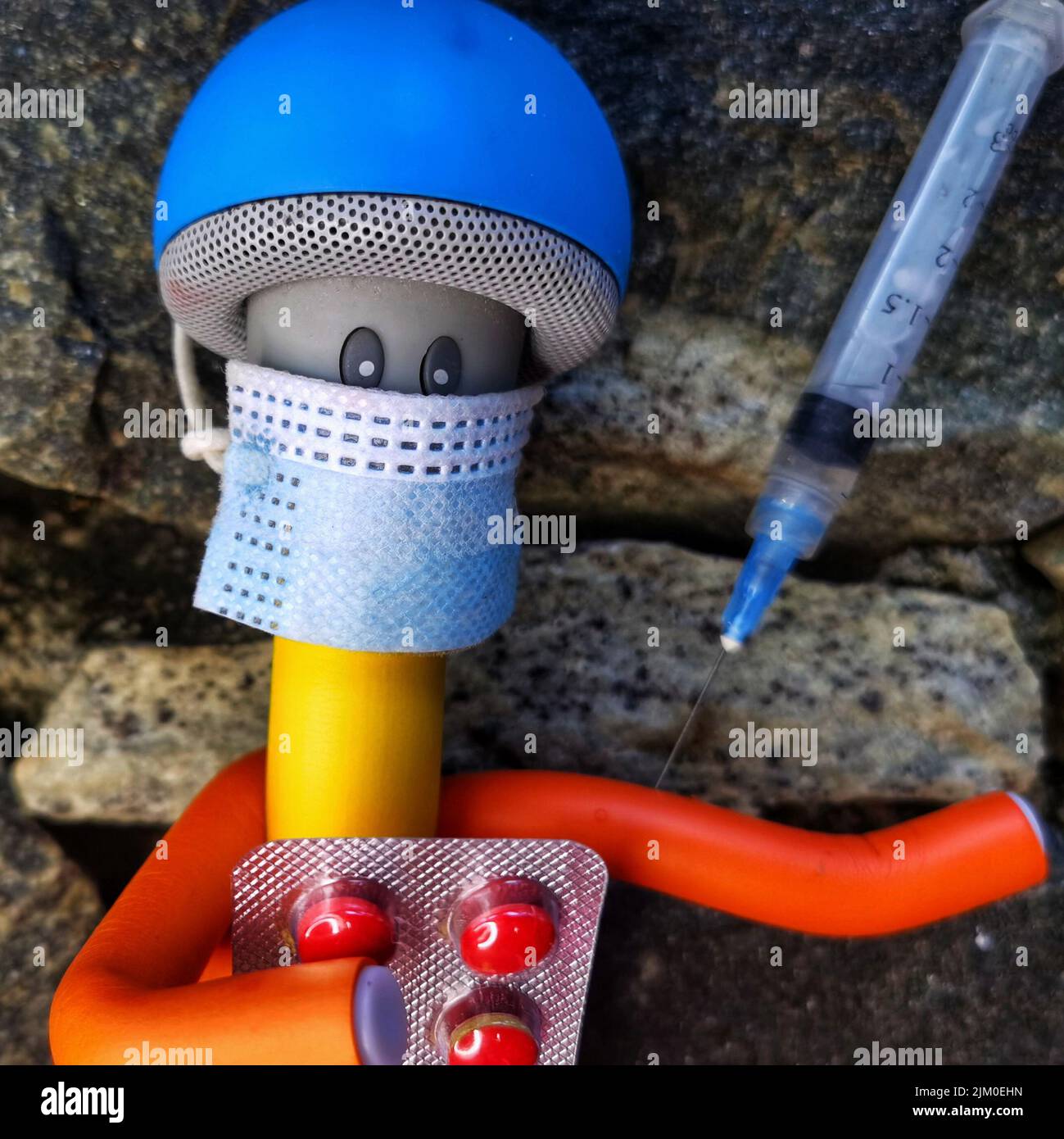 A mobile external metal telescope and it's cover on a white background ...