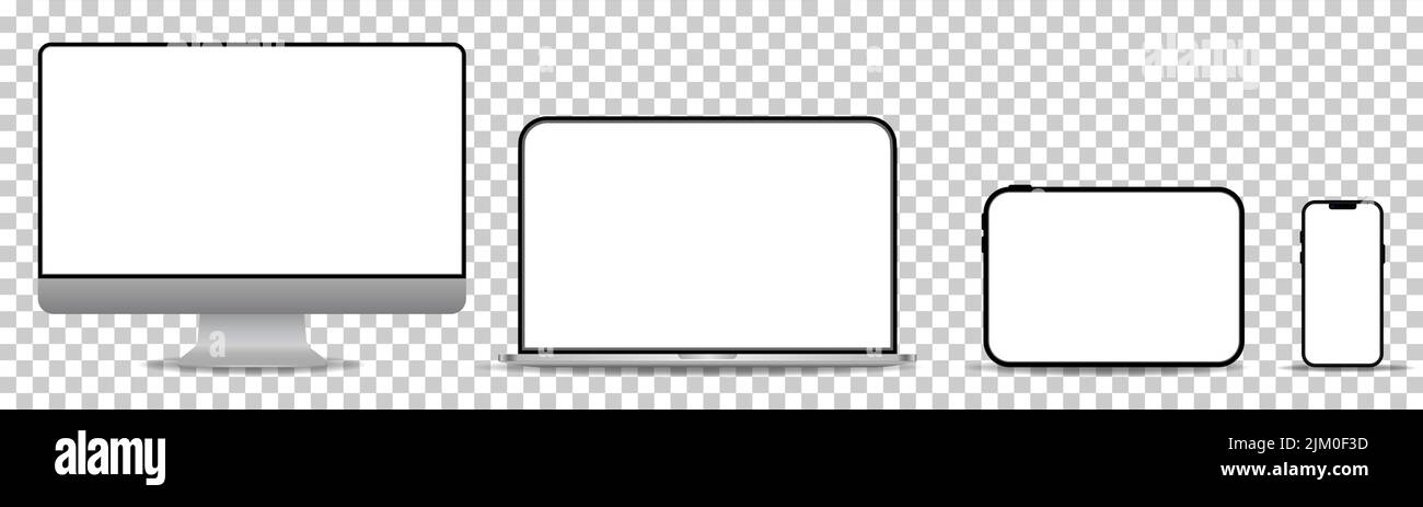 Set of smart devices. Monitor, laptop, tablet, smartphone. Smart ...