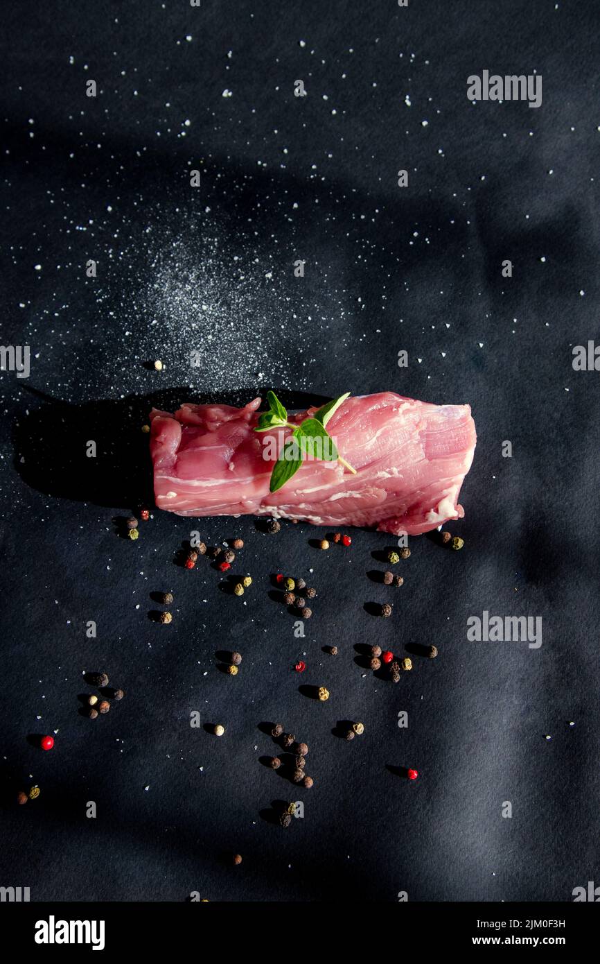 Meat Pork Steak Dinner Lunch Nature Health Delicious Red Dark Pepper Grain