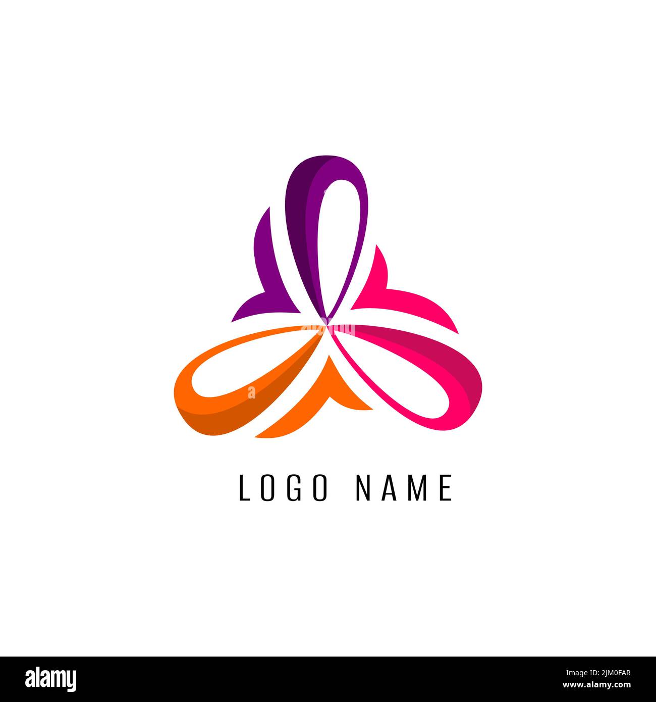 A colorful icon in the center of a white background for the logo name ...