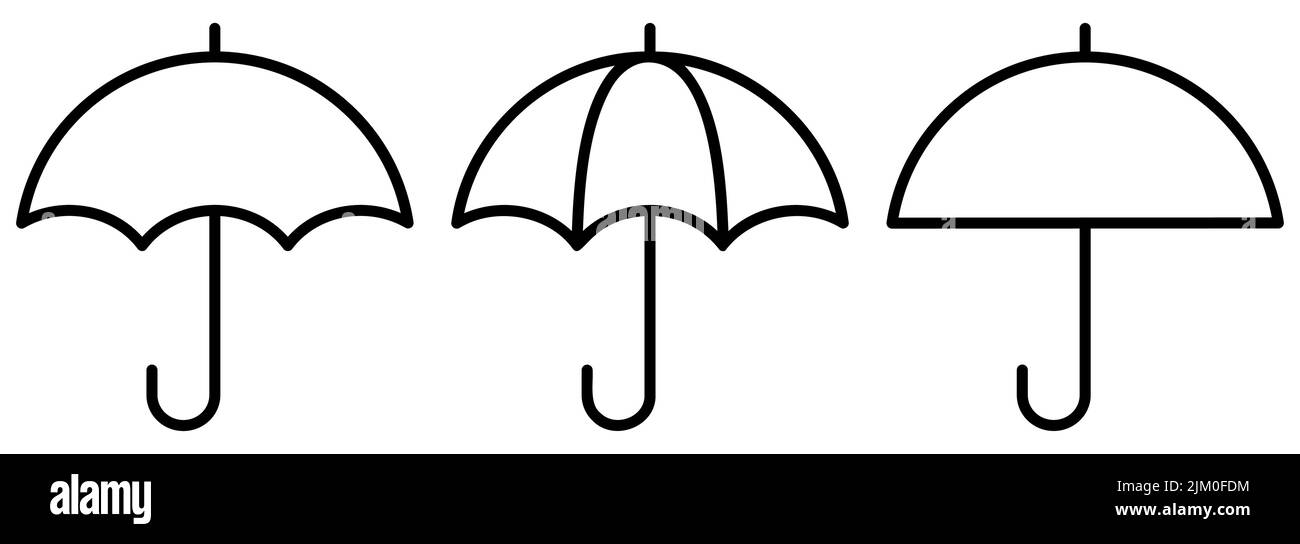 Umbrella line icon set. Parasol symbol. Vector illustration isolated on ...