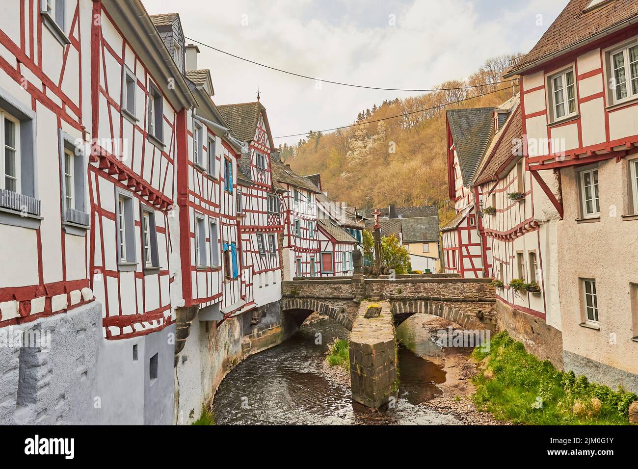 The typical buildings in a little town called Monreal in the region of ...