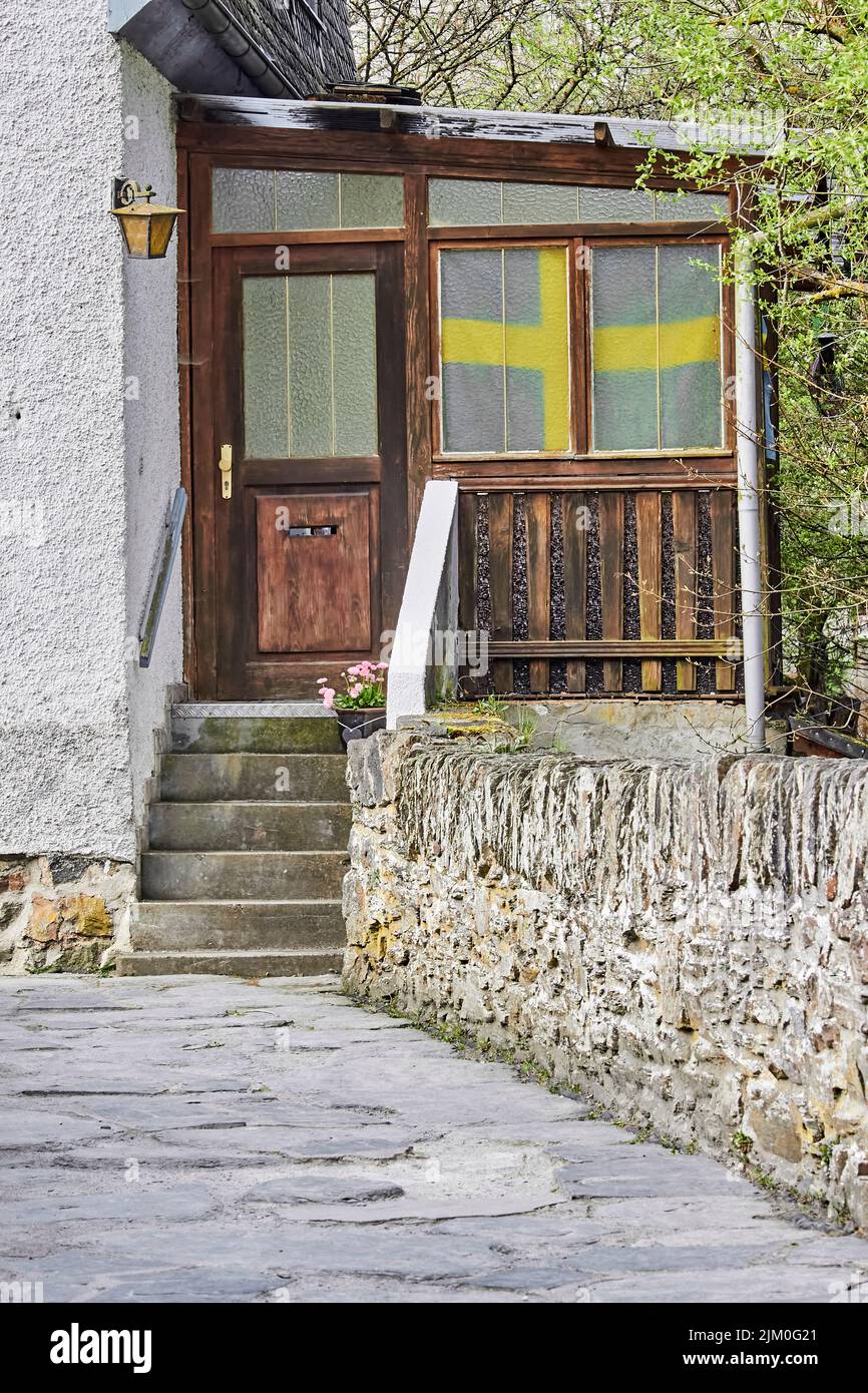 The old house in a little town called Monreal in the region of Eifel in ...