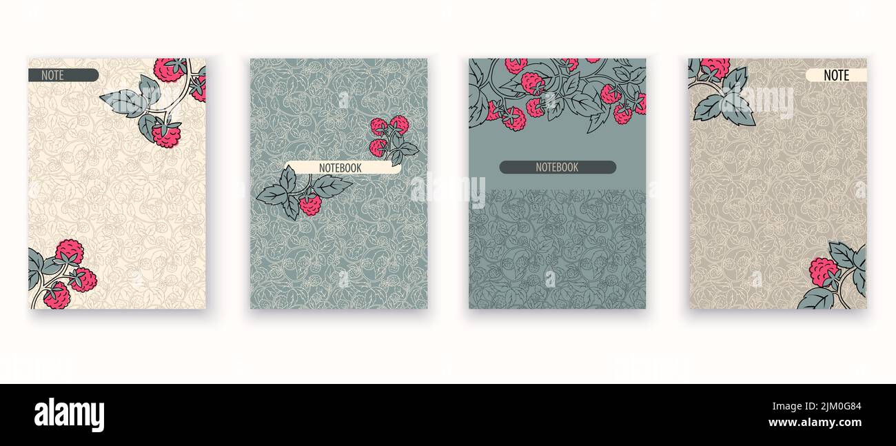 Raspberry banner set. Raspberry branch and pattern. Vector illustration ...