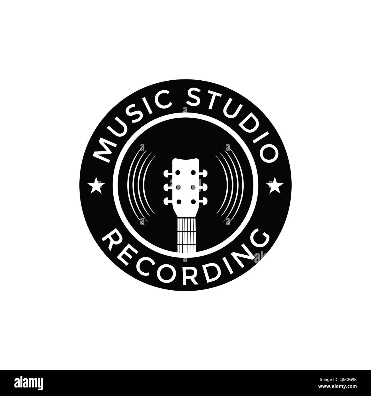 a logo with a headstock for recording music studio Stock Vector Image ...