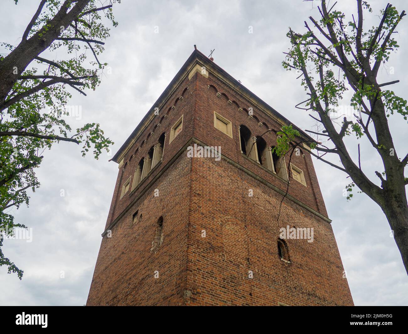 Defense tower of the Roman-Catholic Church of St. Bartholomew Stock ...
