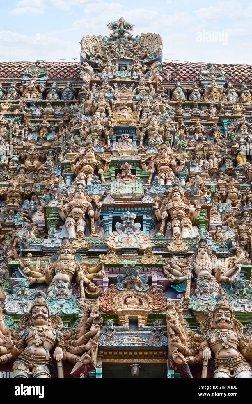 Sculptures of Hindu Gods and Goddesses on the North Gopuram of ...
