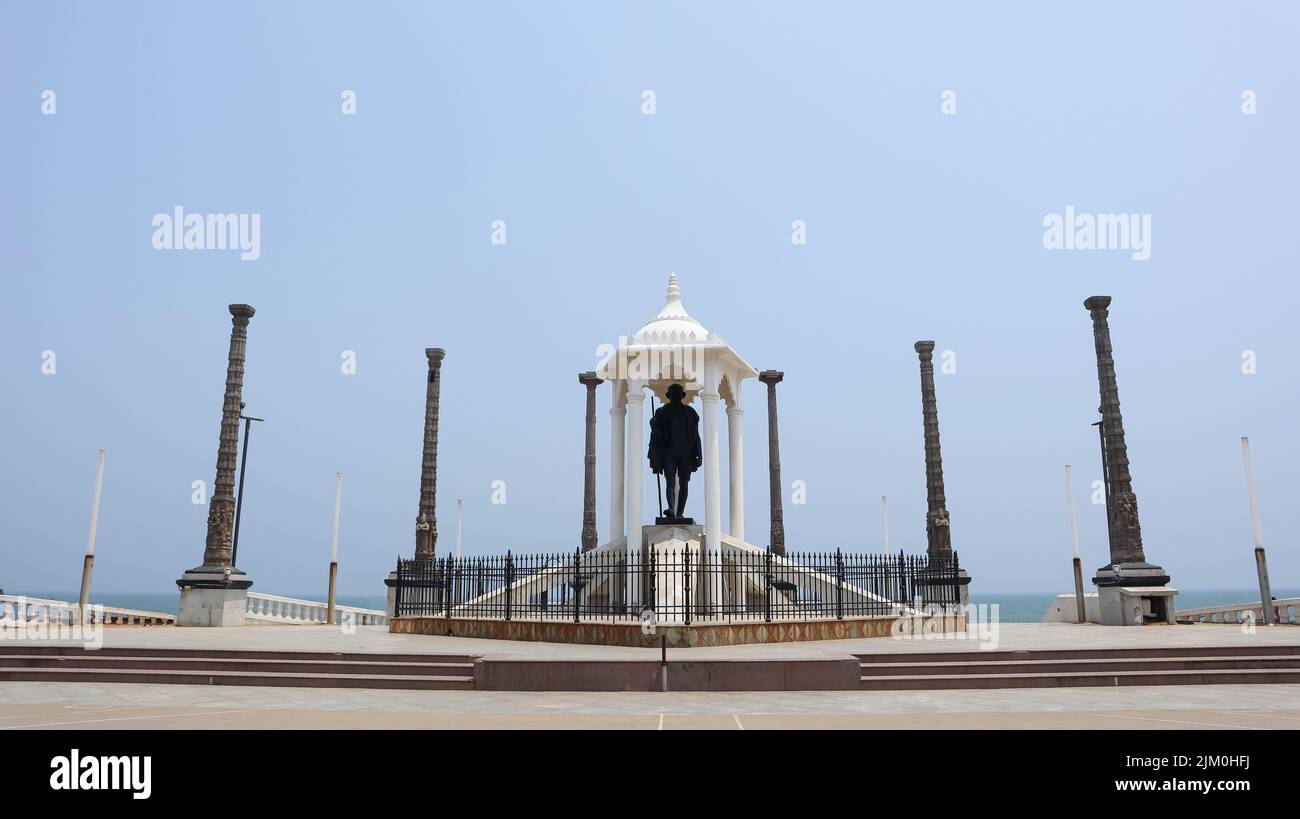 Statue of Mahatma Gandhi on the coastal Line of Pondicherry now known ...
