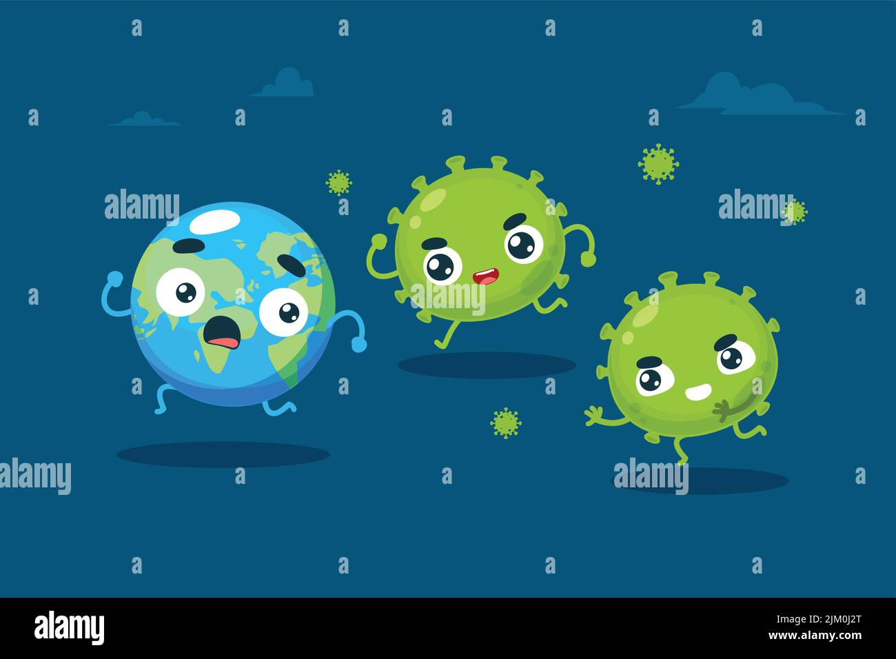 A concept of two virus cells chasing planet Earth Stock Vector Image ...
