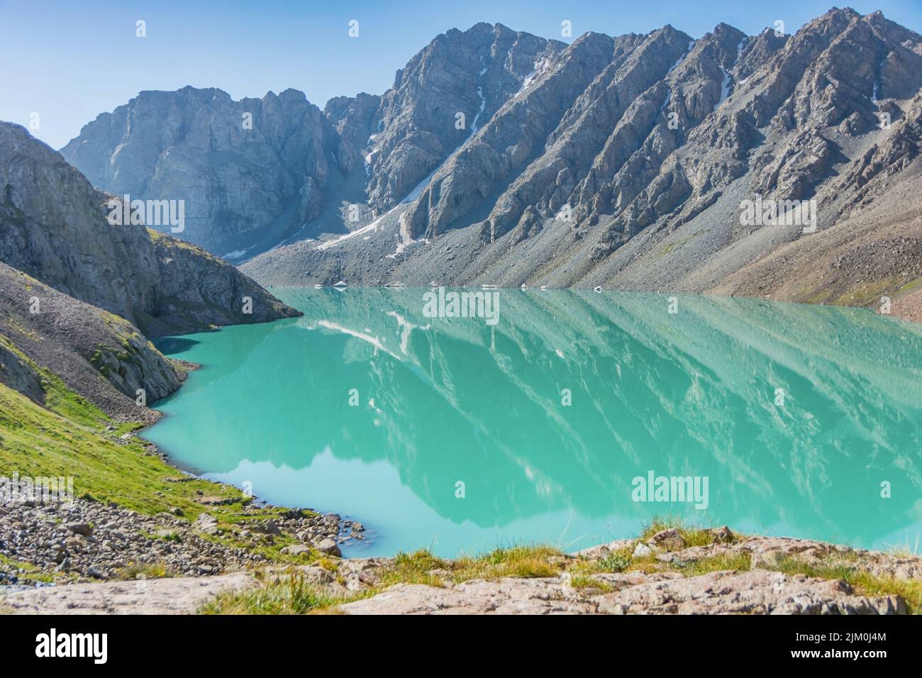 Wonderful mountain landscape, lake, highland, peak, beauty world ...