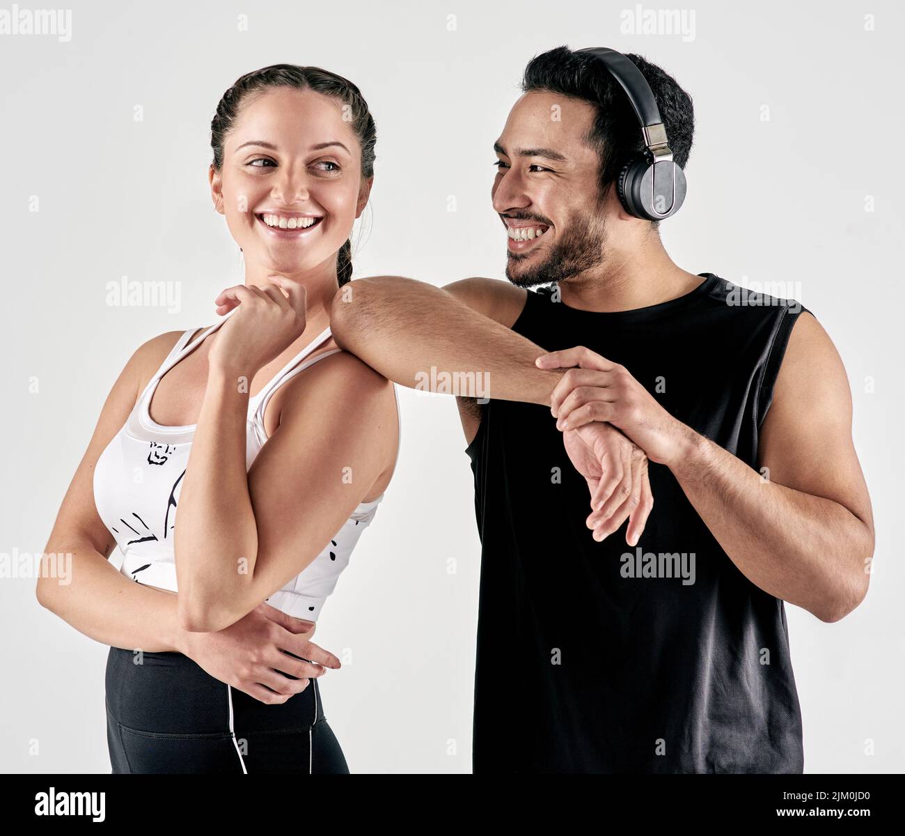 Gotta love the feeling of getting stronger. Studio shot of a sporty ...