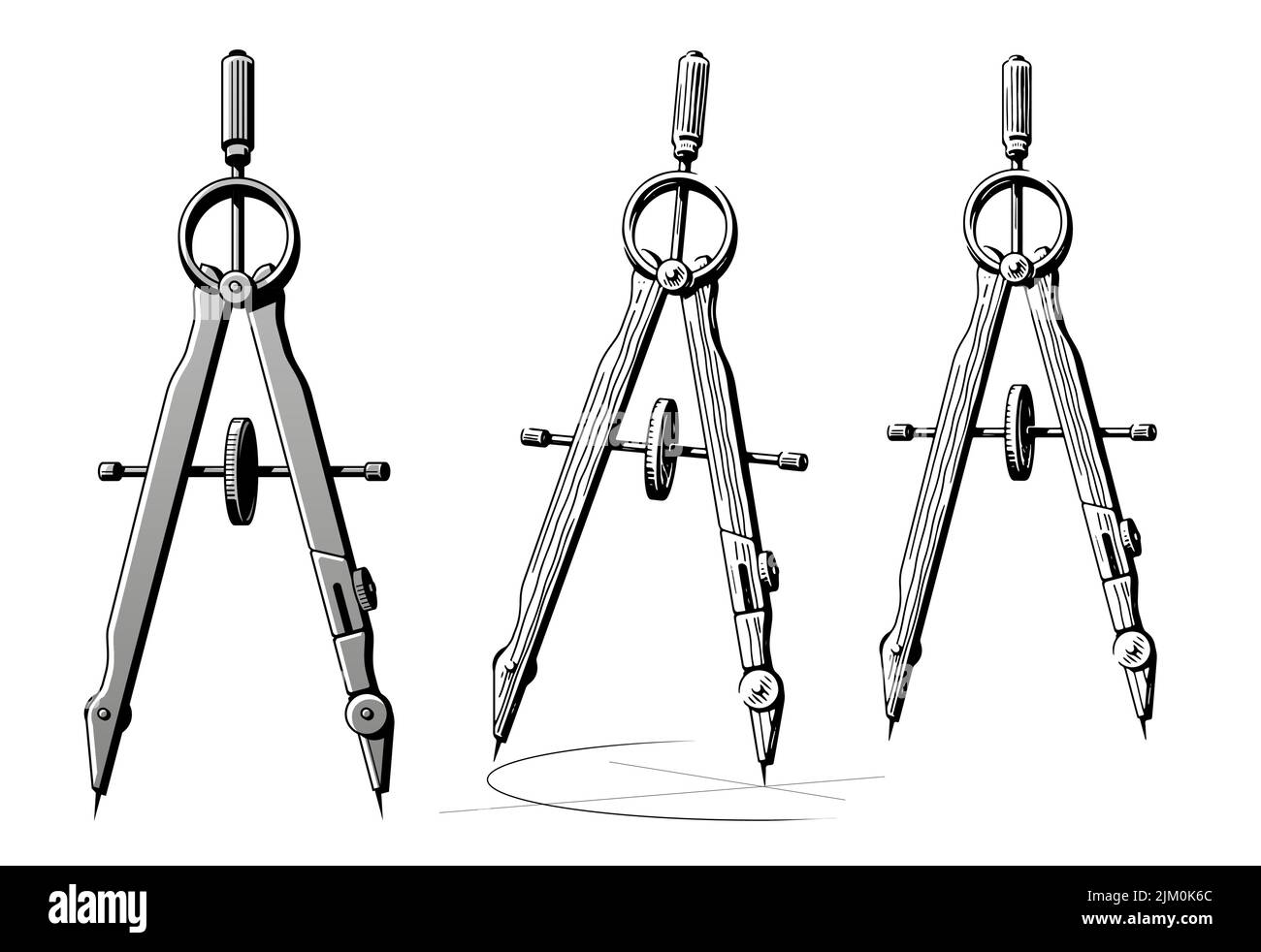 Drafting compass drawing plan design circle. Precision engineering ...